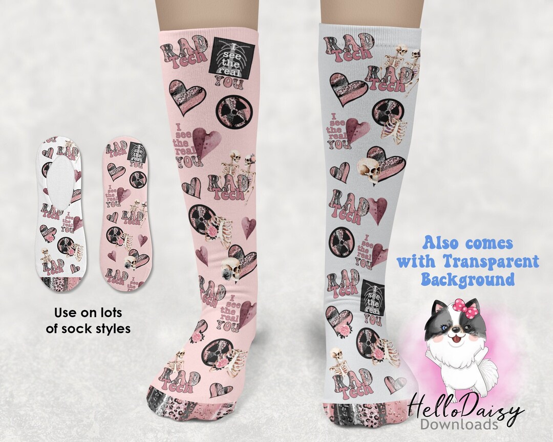 Funny Sock Design | Rad Tech | Instant Download PNG | 3 Background ...