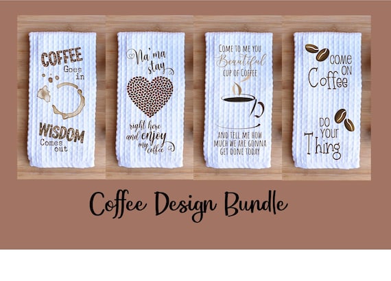 Kitchen Coffee Towel 4 Design Bundle Instant Digital - Etsy
