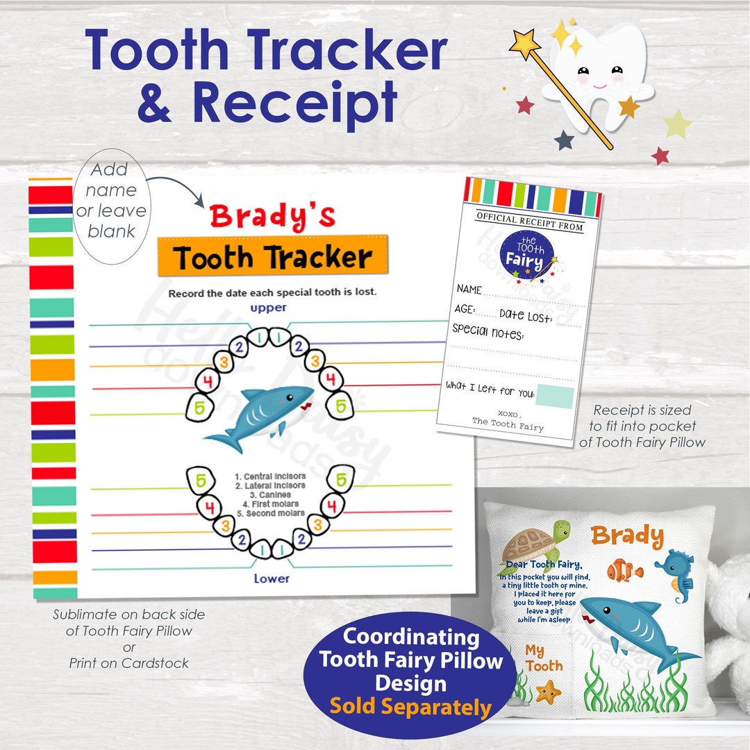 Tooth Tracker and Receipt for Tooth Fairy | Record Lost Teeth & Leave ...