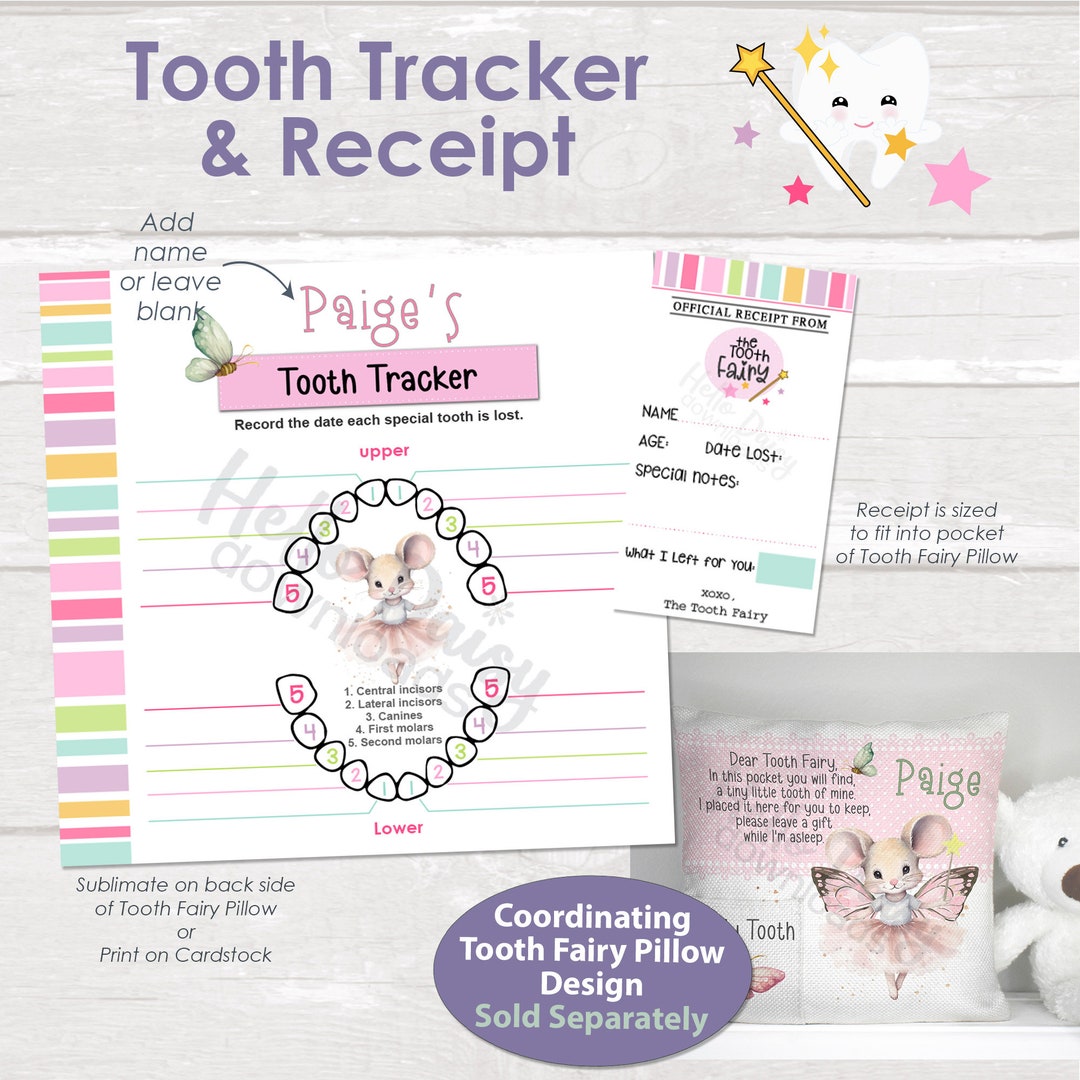 Tooth Tracker + Receipt for Tooth Fairy | Record Lost Teeth & Leave ...