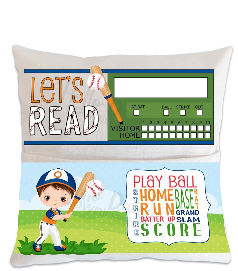 Book Pocket Pillow Design, Baseball Boy Design Ready to Customize ...