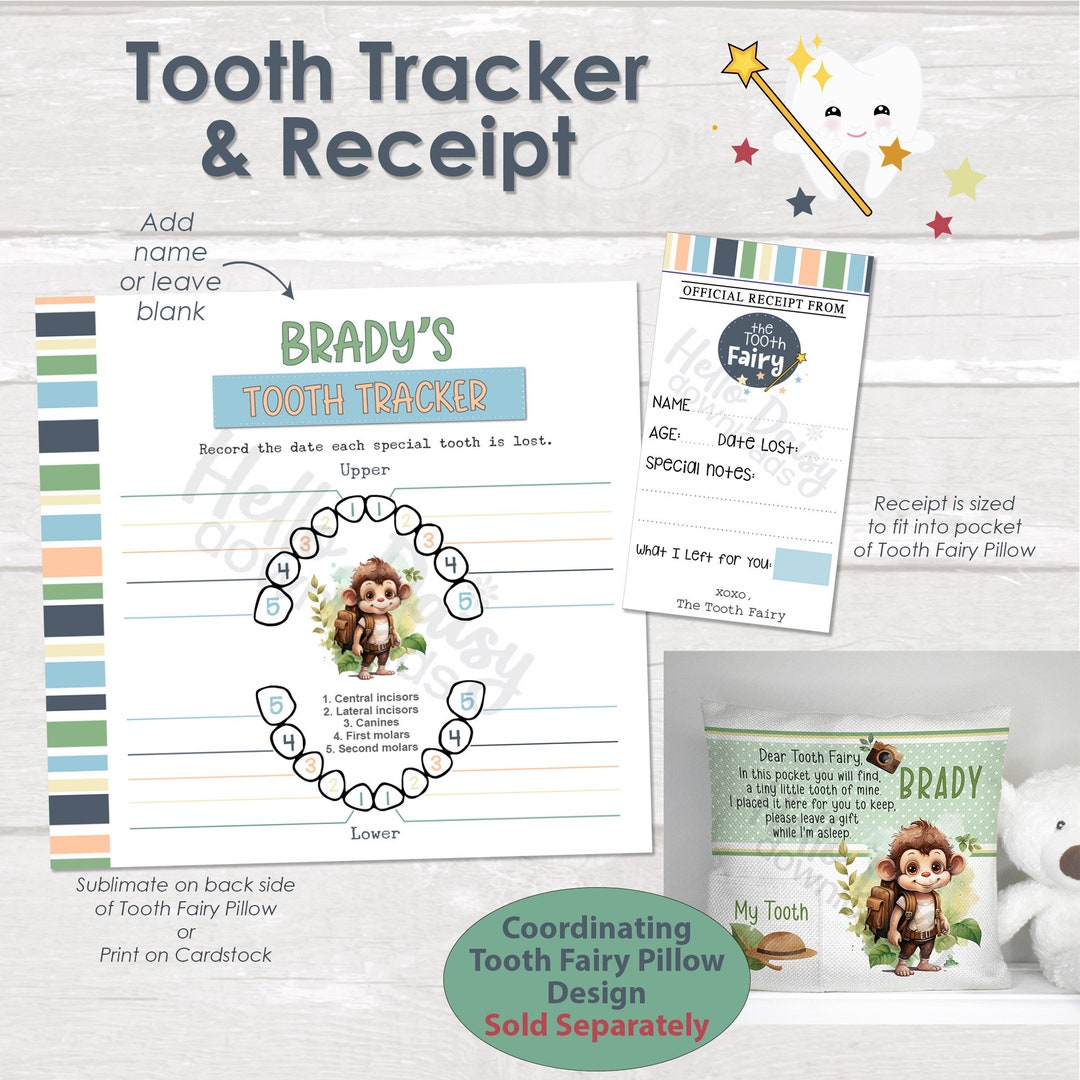 Tooth Tracker + Receipt for Tooth Fairy | Record Lost Teeth & Leave ...