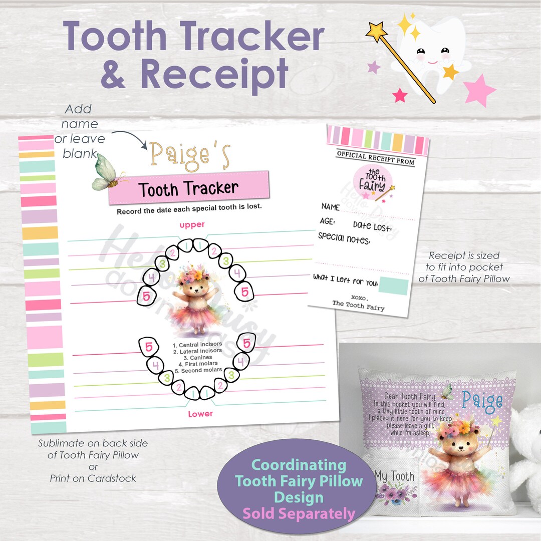 Tooth Tracker + Receipt for Tooth Fairy | Record Lost Teeth & Leave ...