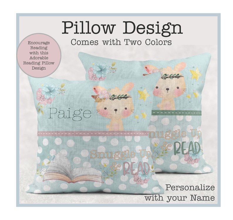 Pillow Design Snuggle up & Read 2 Designs Bunny Ready to - Etsy