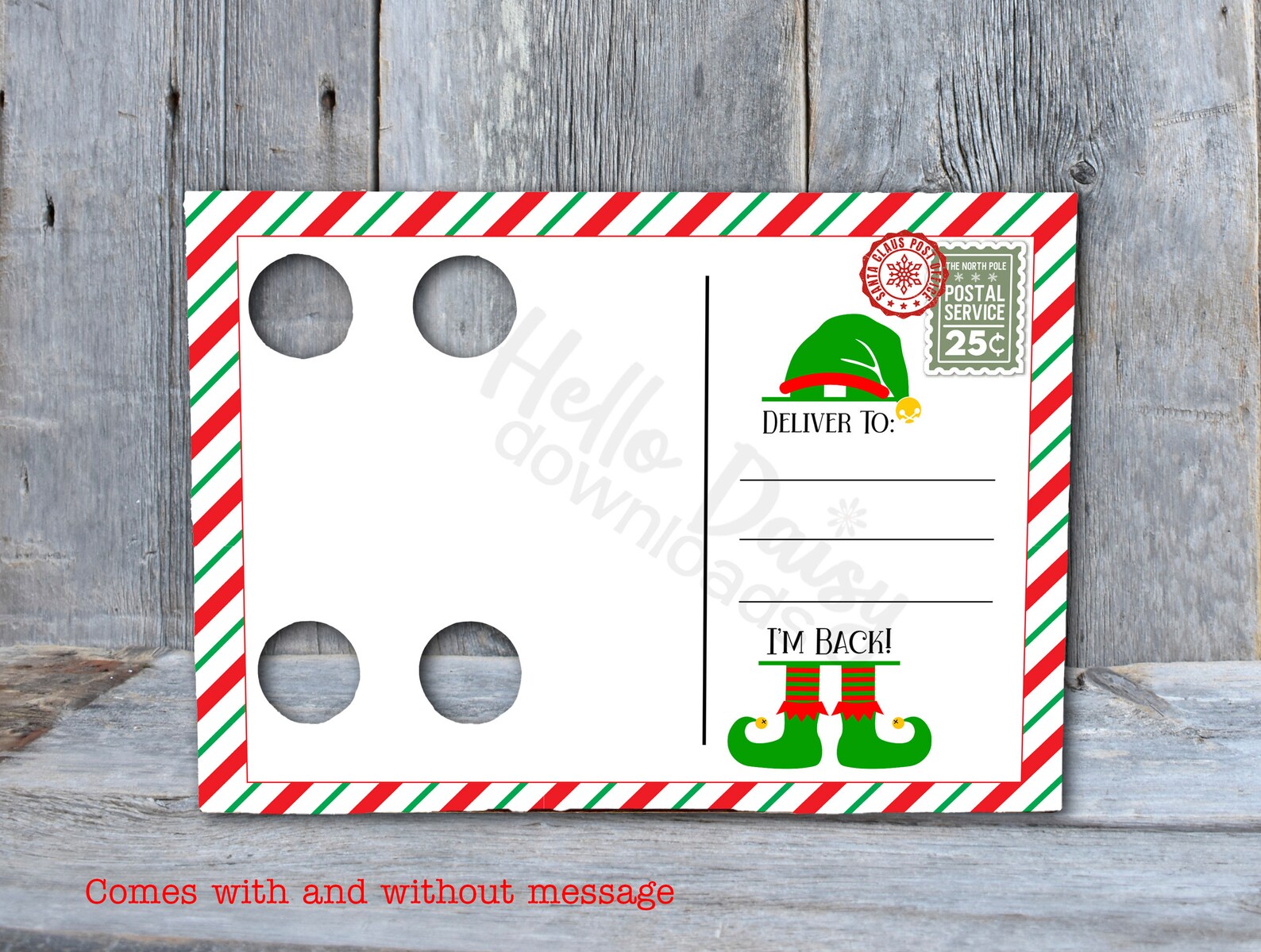 Christmas Elf Postcard Design | I'm Back Holiday Fun | 2 Instant ...