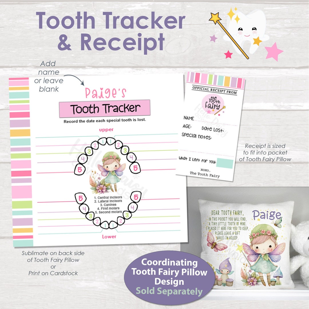 Tooth Tracker and Receipt for Tooth Fairy | Record Lost Teeth & Leave ...