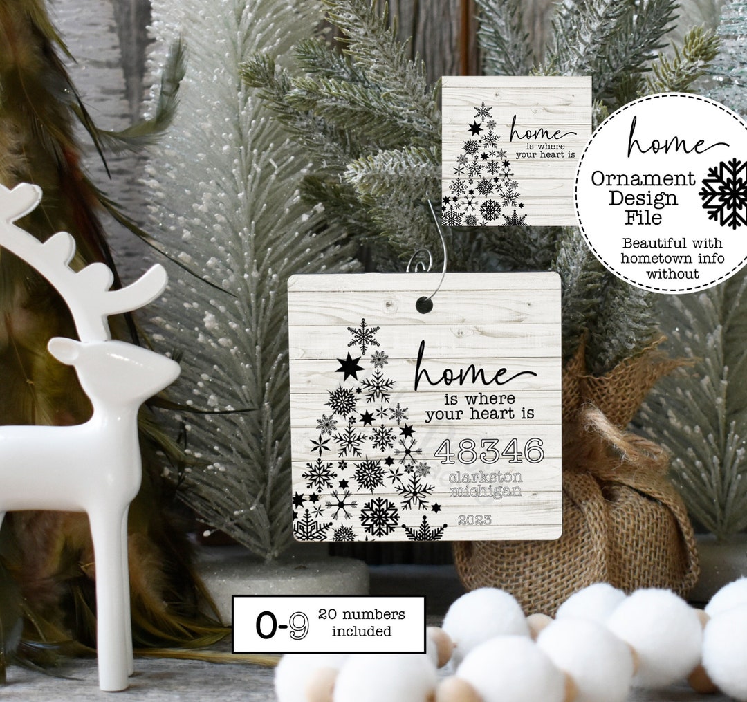 Square Zip Code Ornament Design Home is Where Heart Instant Digital ...