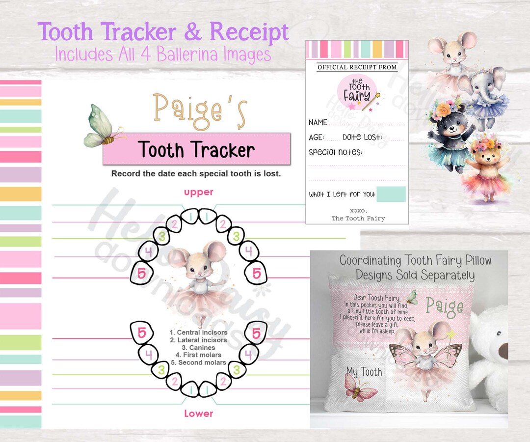 Tooth Tracker and Receipt Tooth Fairy Bundle | Record Lost Teeth ...