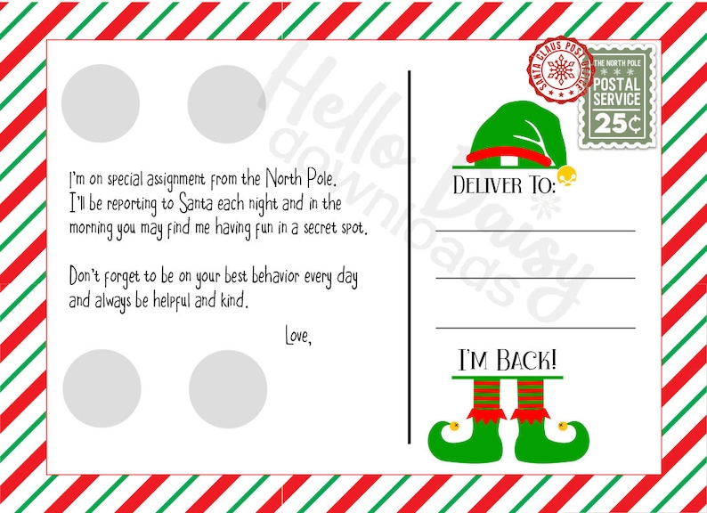 Christmas Elf Postcard Design | I'm Back Holiday Fun | 2 Instant ...
