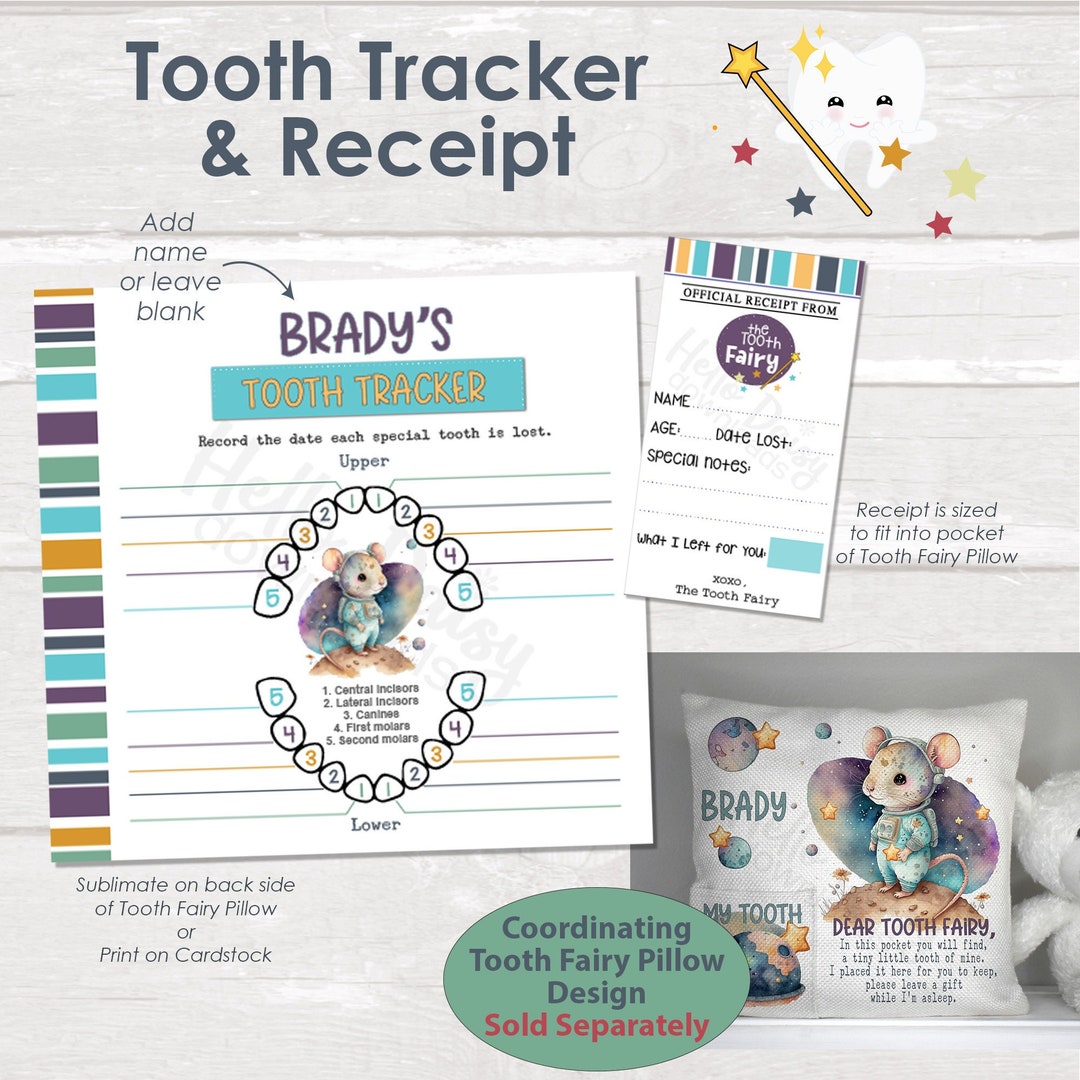 Tooth Tracker and Receipt for Tooth Fairy | Record Lost Teeth & Leave ...