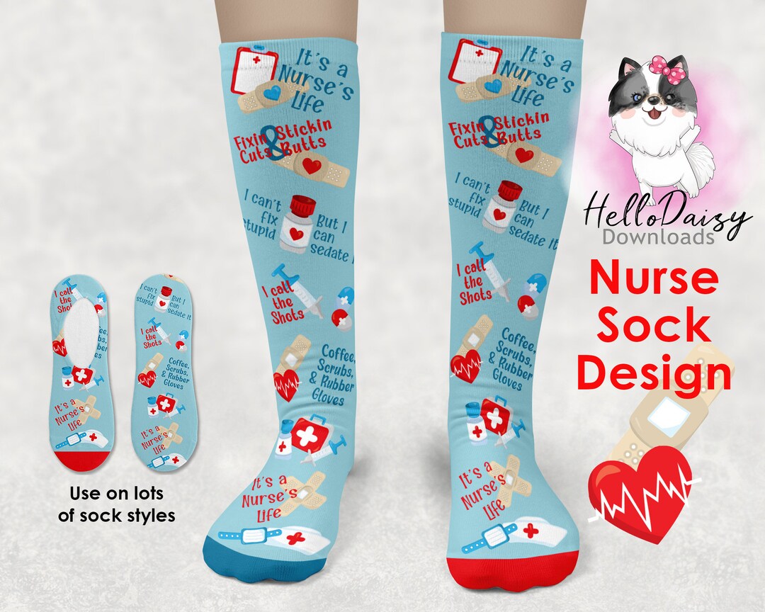 Funny Sock Design | Nurse Medical | Instant Download PNG | Two Toe ...