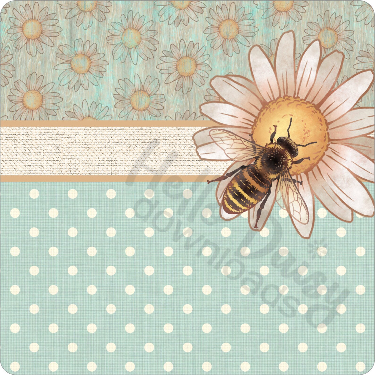 Bee & Daisy Design Bundle Square Coaster Keychain Magnet and - Etsy