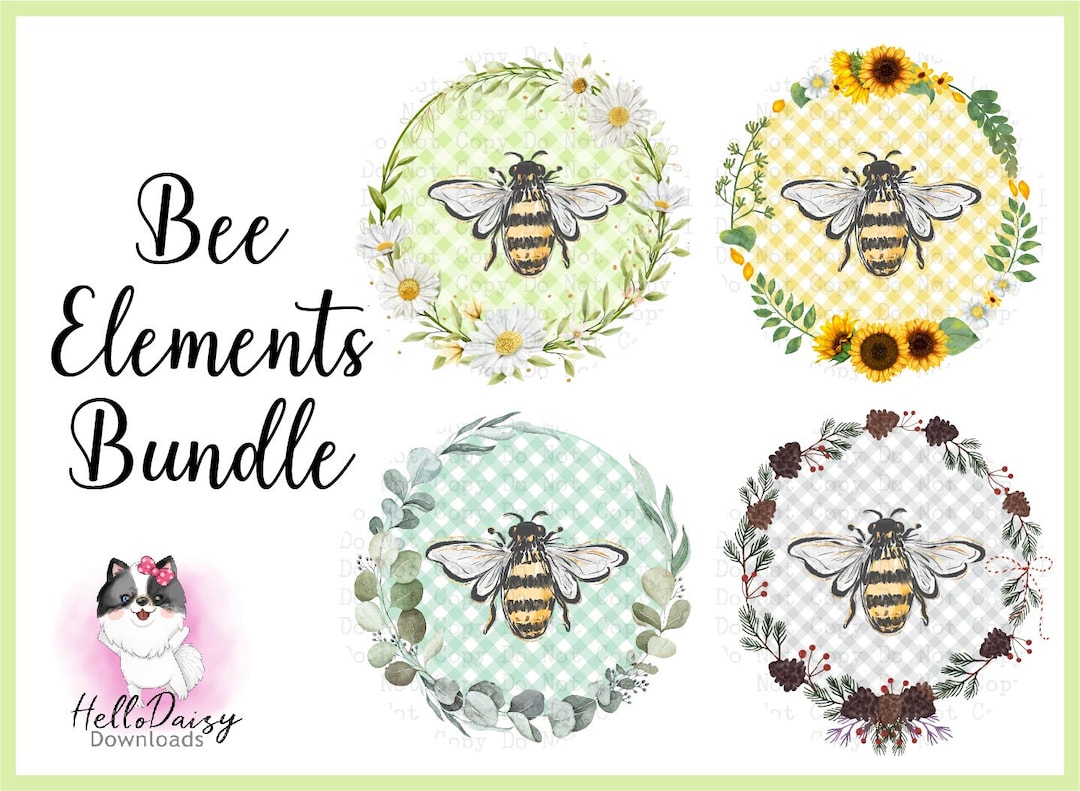 Bee Elements Design Bundle | Instant Digital Download PNG File ONLY ...