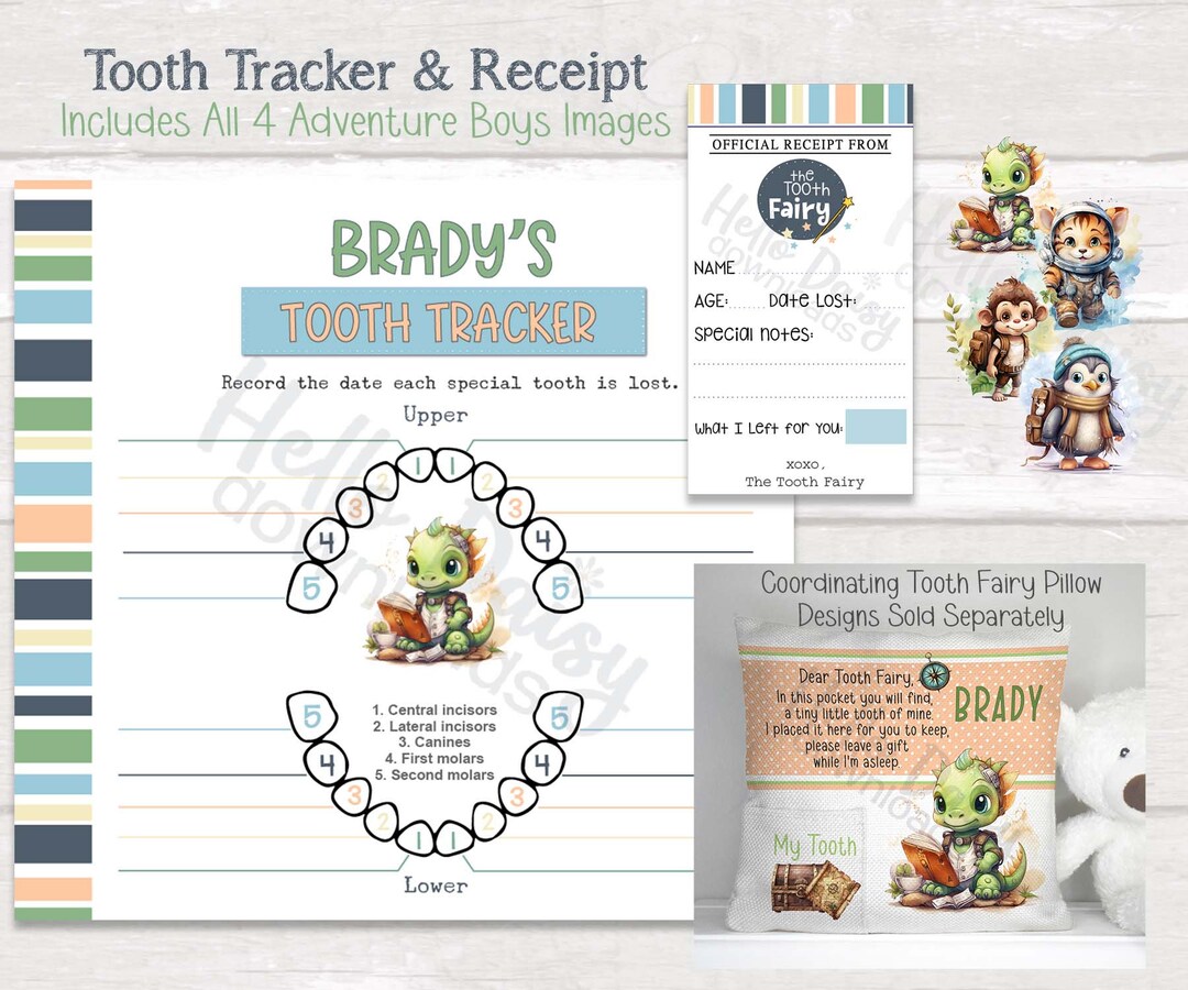 Tooth Tracker and Receipt Tooth Fairy Bundle | Record Lost Teeth ...