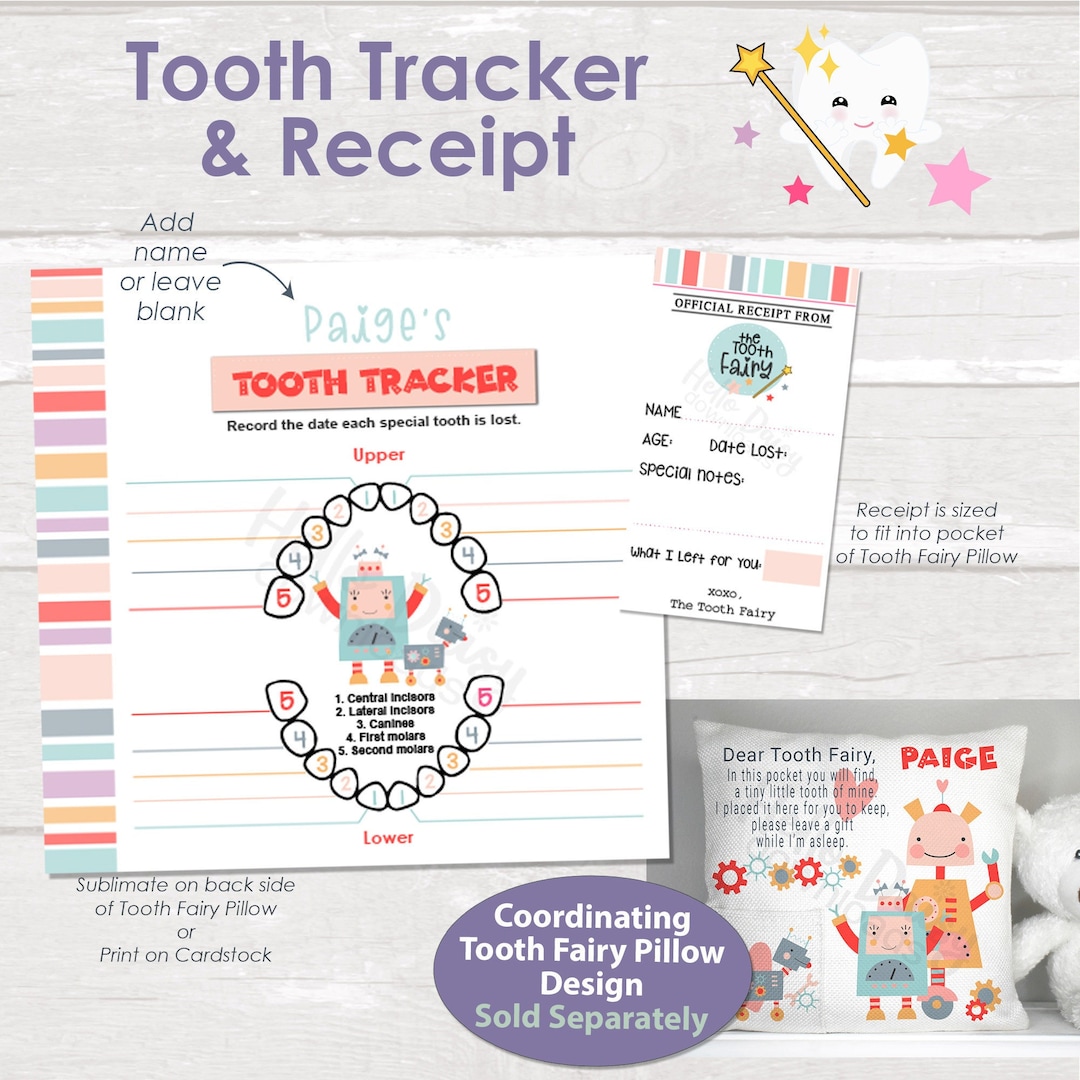 Tooth Tracker and Receipt for the Tooth Fairy | Record Lost Teeth ...