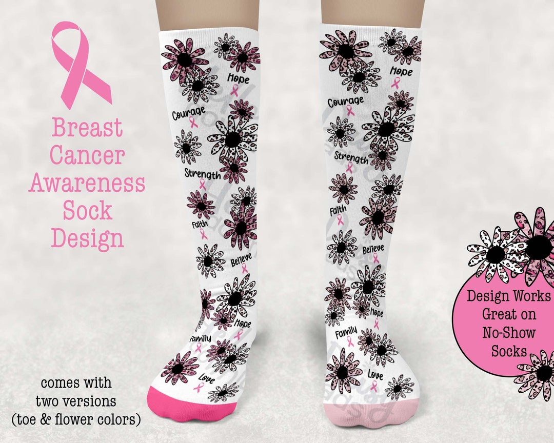 Sock Design Breast Cancer Awareness Encouragement Instant - Etsy