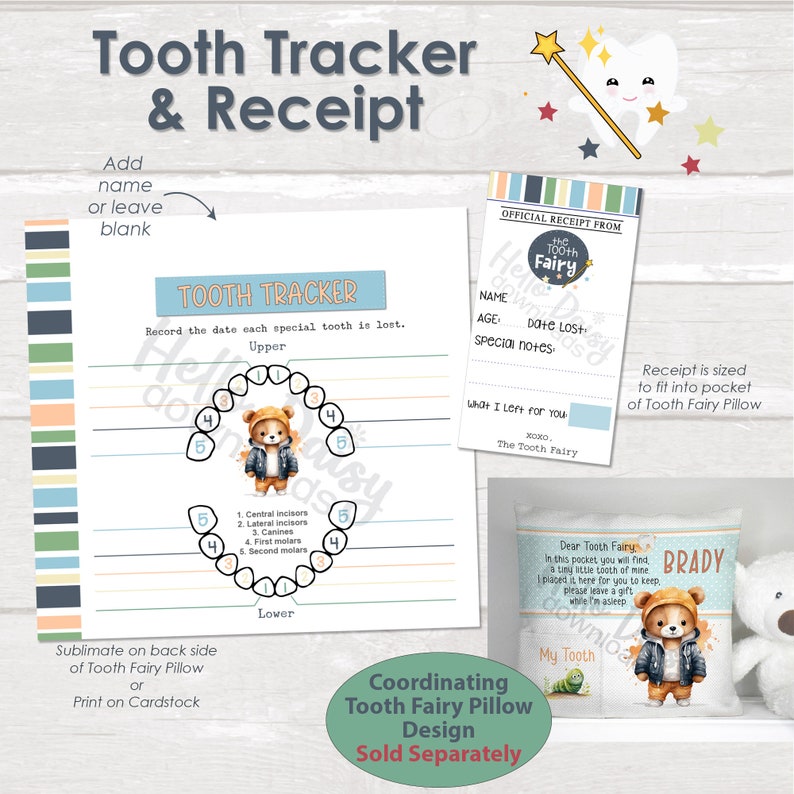 Tooth Tracker + Receipt for Tooth Fairy | Record Lost Teeth & Leave ...