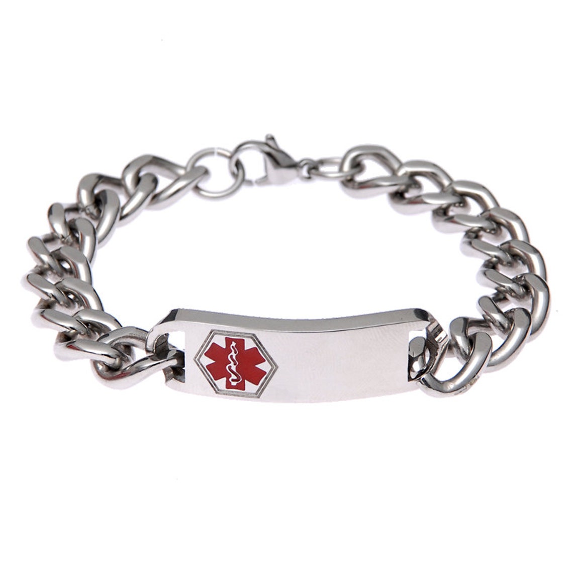 Stainless Steel Medical Alert Id Chain Bracelet Unisex - Etsy