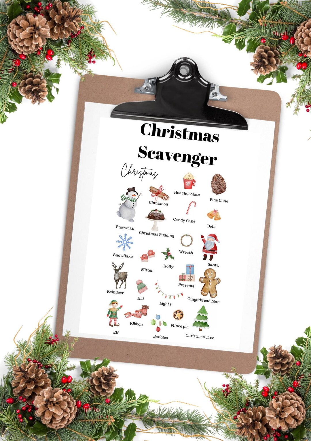 Christmas Scavenger Hunt Printable, Christmas Flashcards, Holiday Games ...