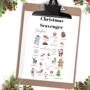 Christmas Scavenger Hunt Printable, Christmas Flashcards, Holiday Games ...