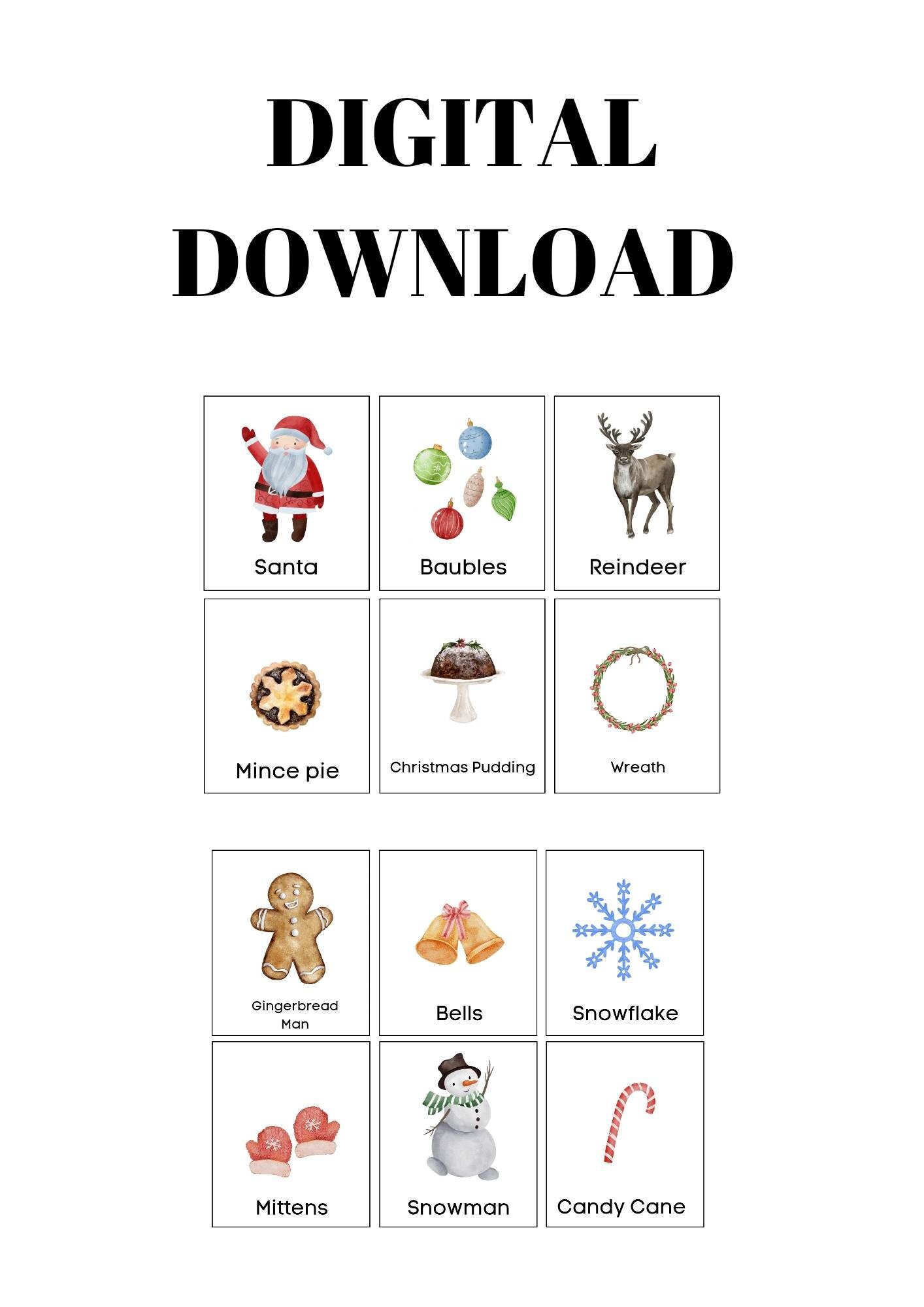 Christmas Scavenger Hunt Printable, Christmas Flashcards, Holiday Games ...