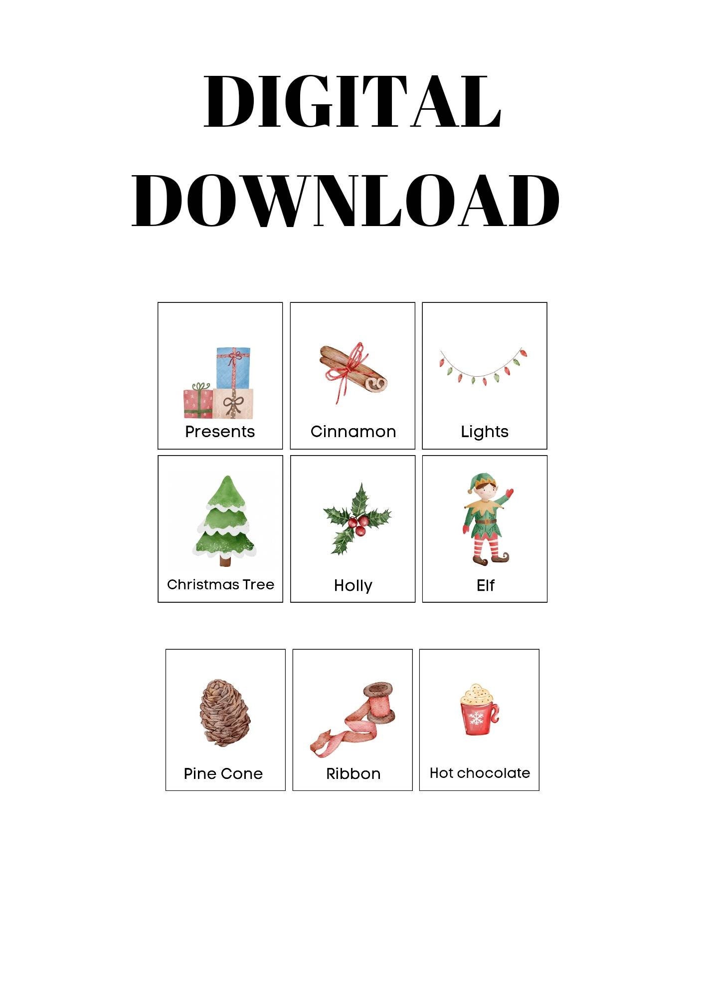 Christmas Scavenger Hunt Printable, Christmas Flashcards, Holiday Games ...