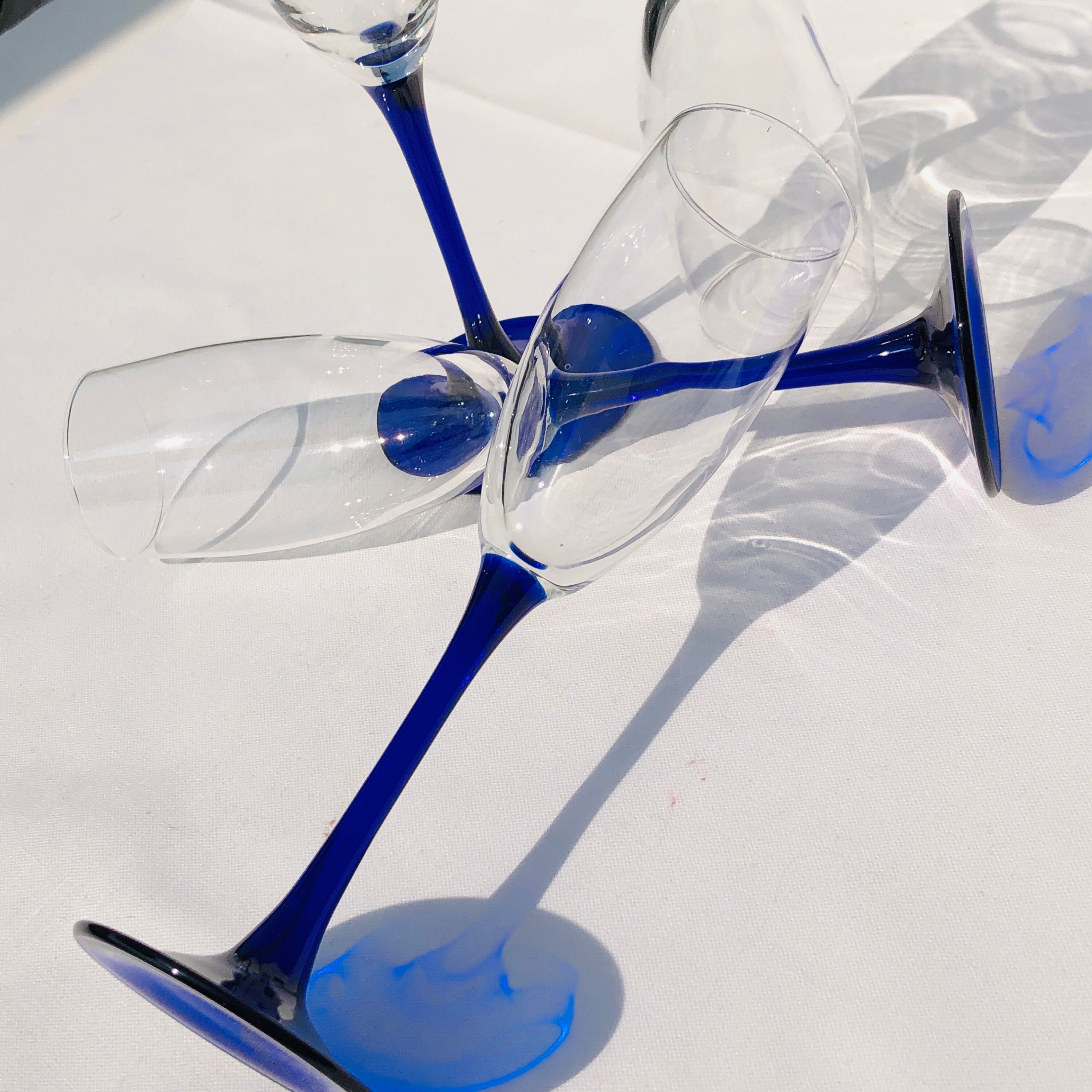 Vintage Luminarc Cobalt Blue Stem Champagne Flutes Cristal - Etsy