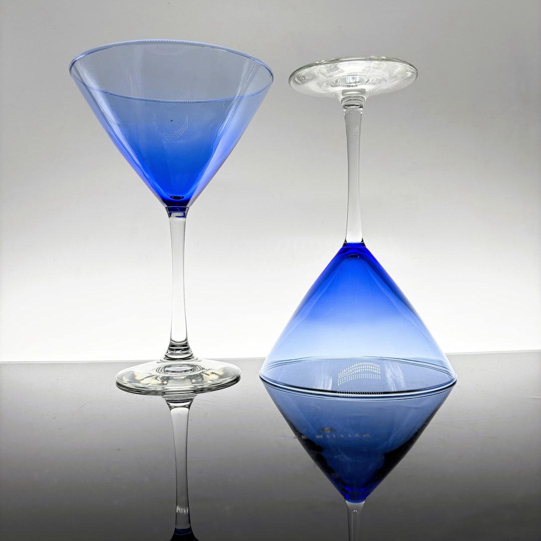 Cobalt Blue Martini Glasses | Cobalt Blue Martini Glass | Clear Stemmed ...
