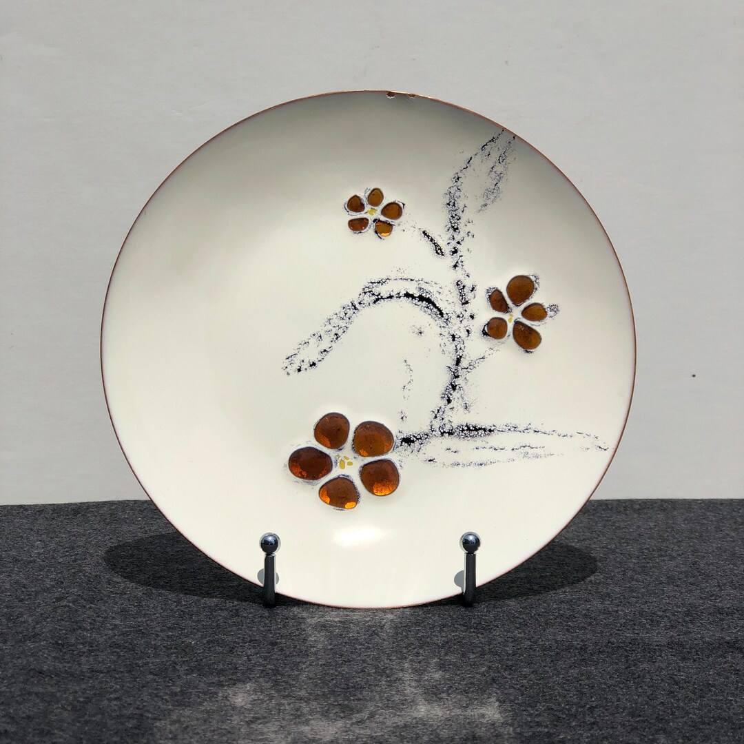 Vintage Bovano Enamel on Copper Plate, 1960s Floral Decorative Plate ...
