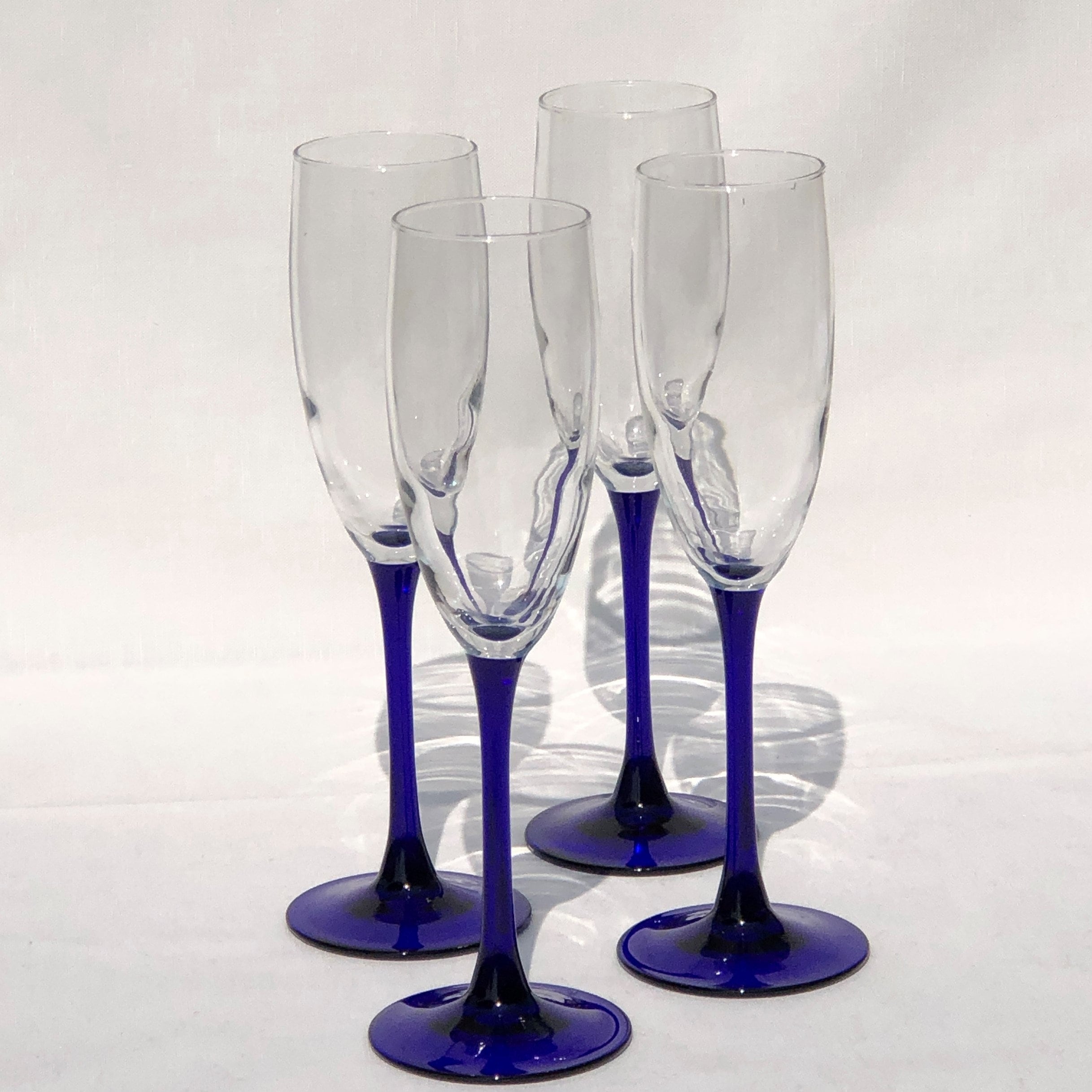 Vintage Luminarc Cobalt Blue Stem Champagne Flutes Cristal - Etsy
