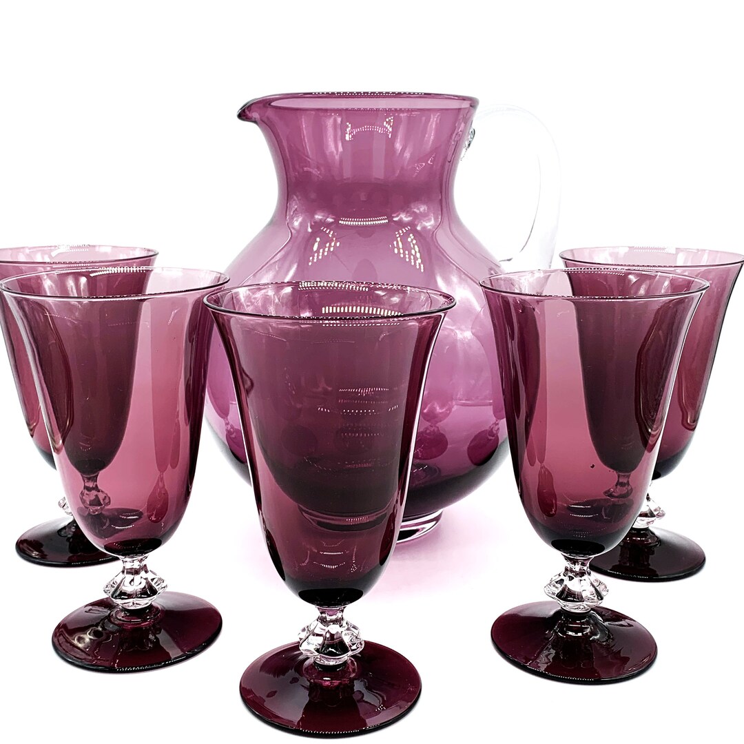 Vintage 1950s Bryce Bros Crystal Glasses | Pattern Symphony Amethyst ...