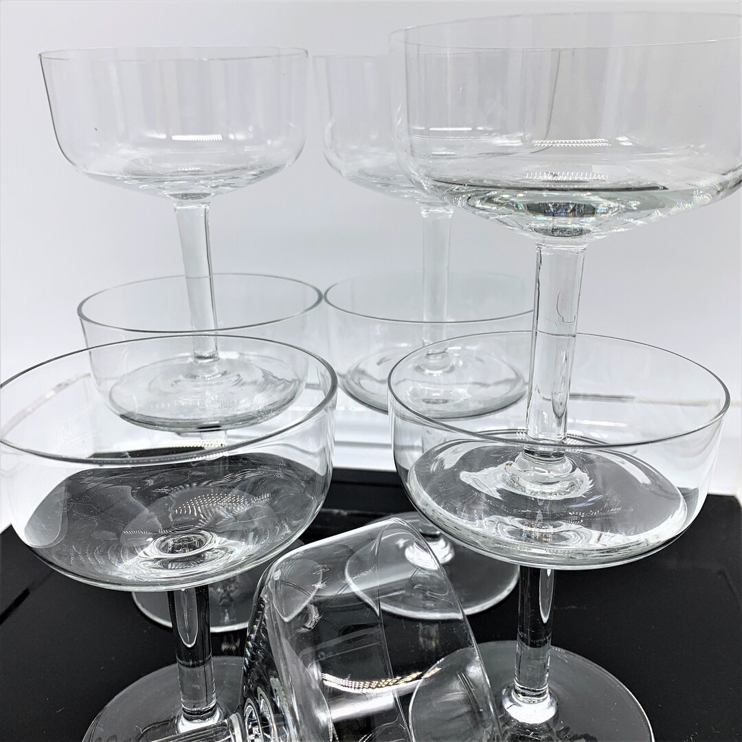 Vintage MCM Pedestal Glassware Straight Bowl Coupe Champagne or ...