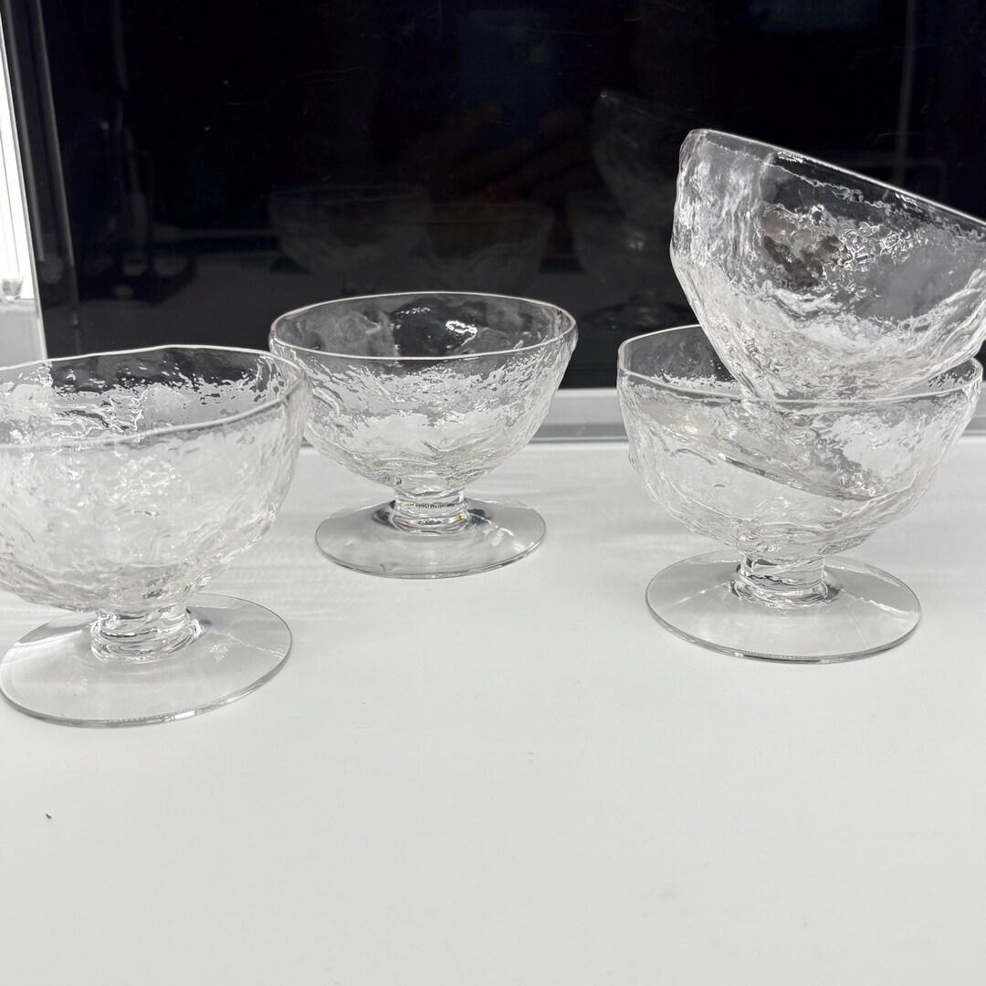 Vintage Morgantown Crinkle Glass Champagne Sherbet Clear Mid Century ...