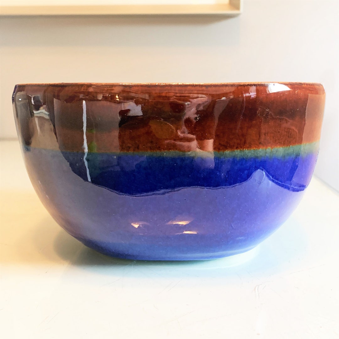 Vintage Cobalt Blue and Brown Glaze Planter Square Planter - Etsy