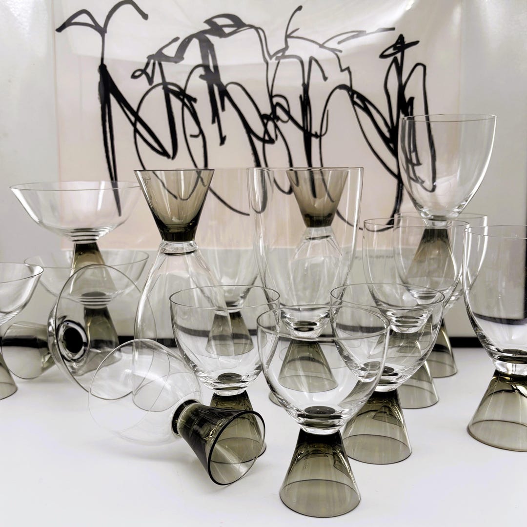 Rosenthal Fortuna Smoke Crystal Glasses, Elsa Fischer-treyden, 1957 ...