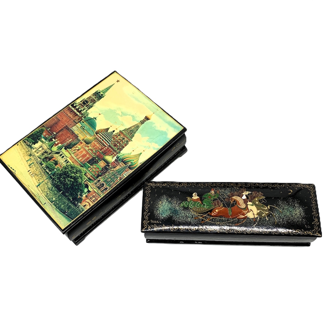 Vintage Russian Boxes | Palekh Lacquered Box | Russian Folklore ...