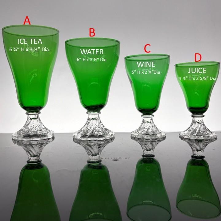 Vintage Anchor Hocking Burple Green Stemware, Water Wine Iced Tea Juice ...