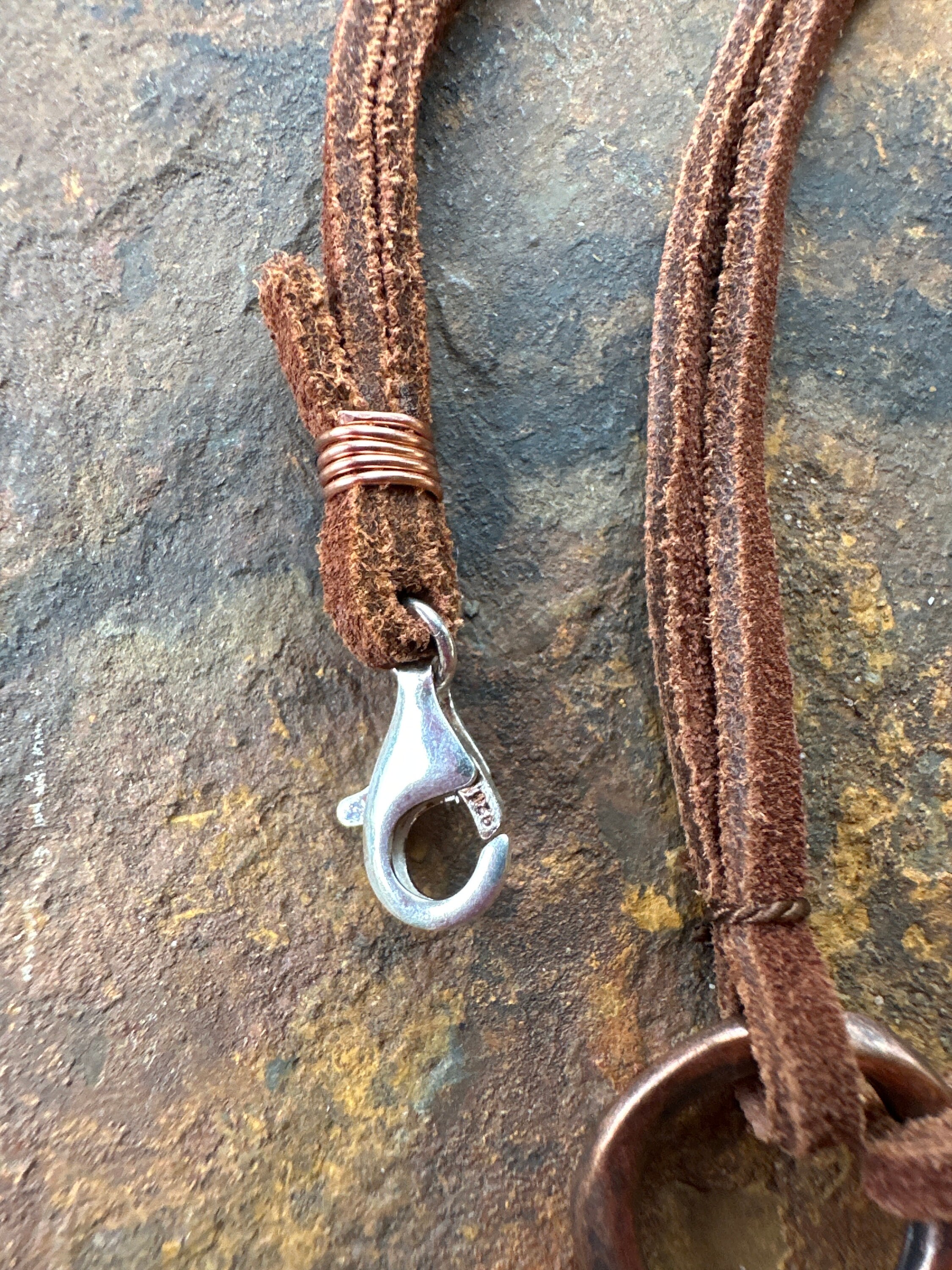 Genuine Turquoise Suede Copper and Sterling Silver Necklace - Etsy