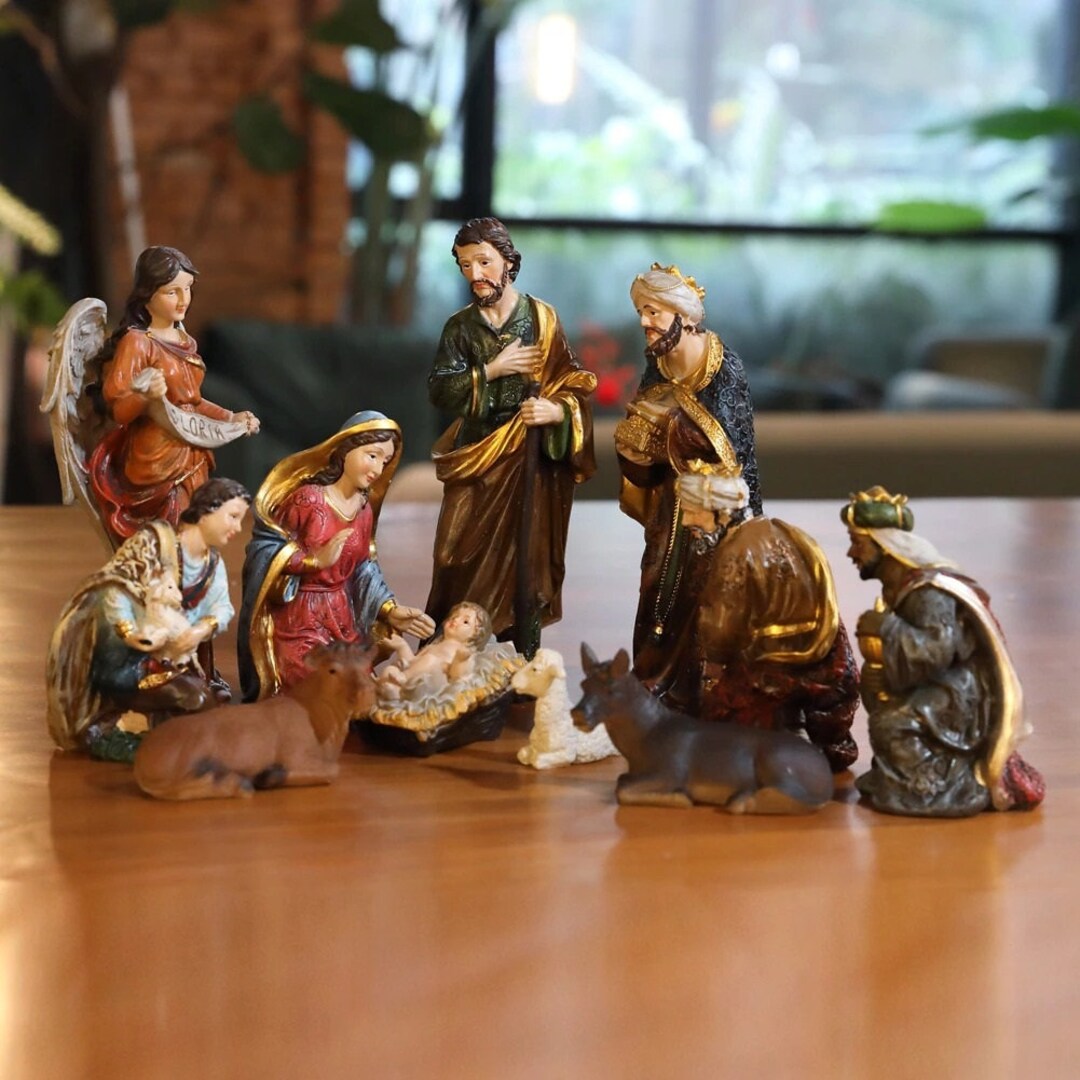 Statue Nativity Scene Set baby Jesus Miniatures Ornament - Etsy