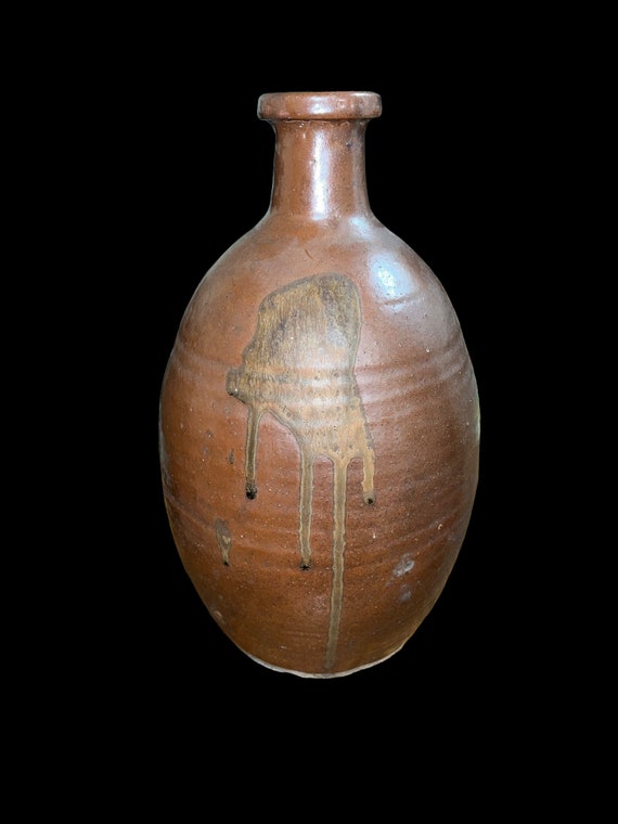 Taishō Period 1900s Tamba Tachikui Drip Glaze Sake Bottle - Etsy