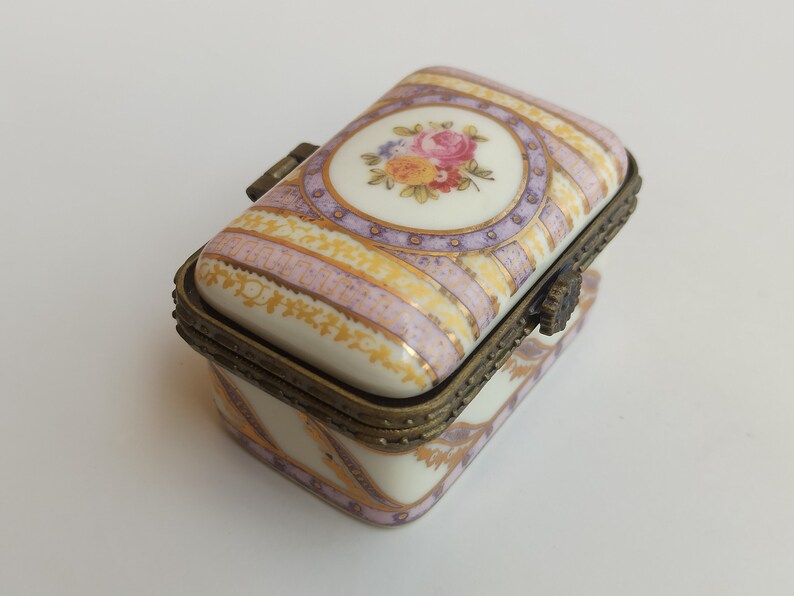 Fine Porcelain Flowers Box, Vintage Box, Jewelery Box, Spain Retro Box ...