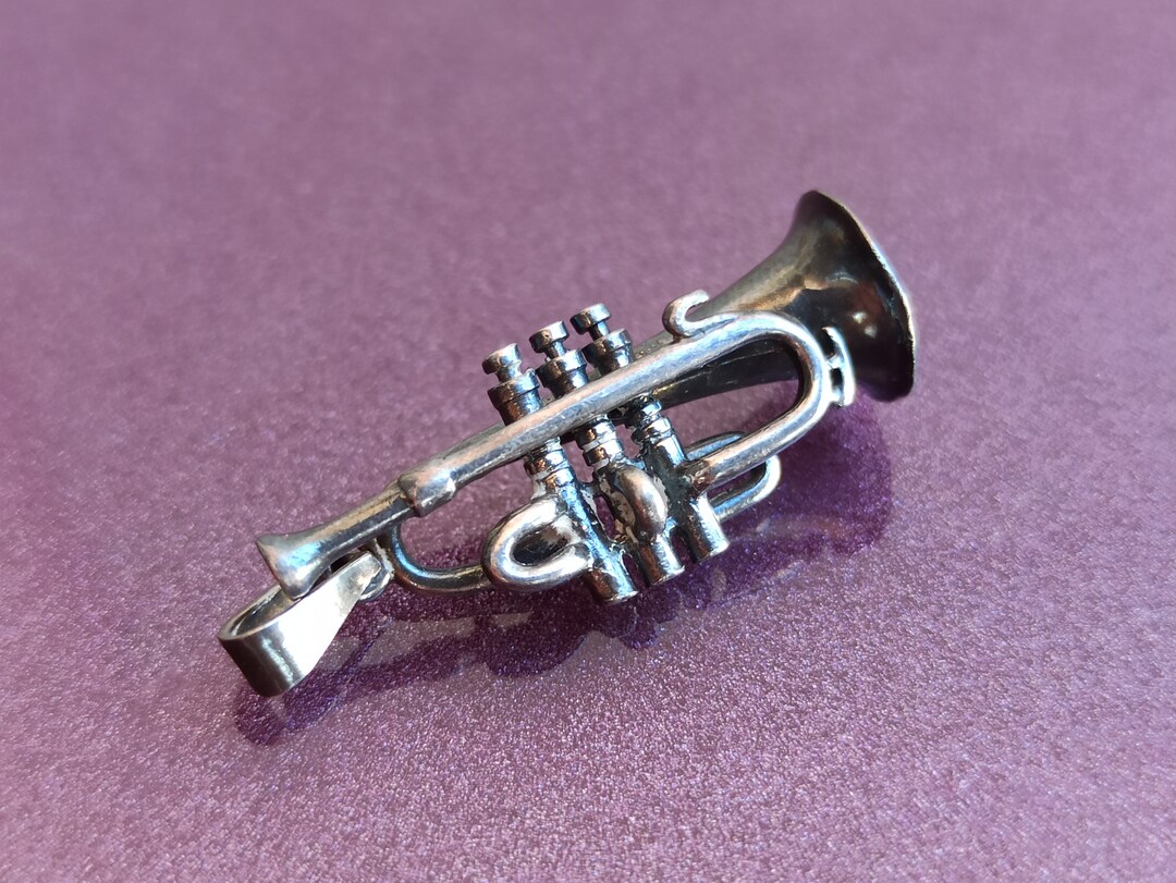 1950s 915 Silver Musical Trumpet Pendant, Vintage Sterling Silver ...