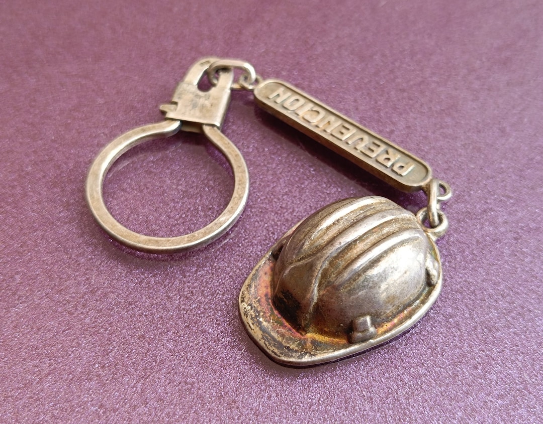 925 Silver Construction Helmet Keychain, Construction Helmet, Silver ...