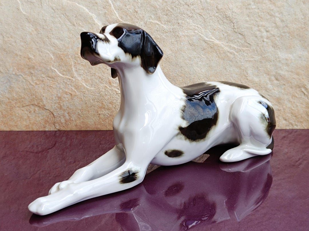 1980s LFZ Pointer Large Porcelain Dog Figurine, Collectible Dog Figure ...