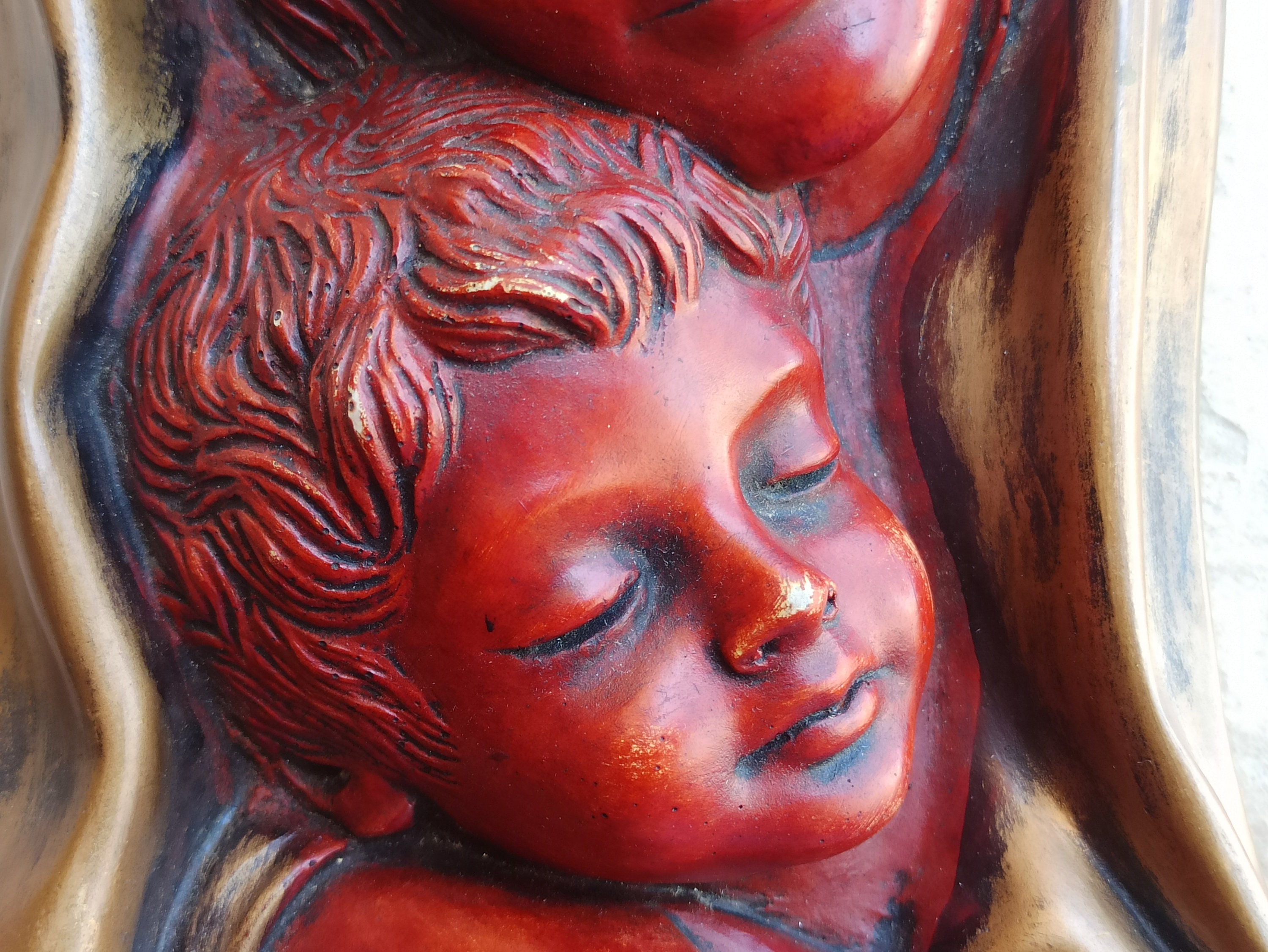 1960 ACHATIT Virgin Mary and Baby Jesus, Hand Made Religious Wall ...