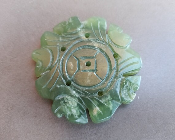 Natural Jade Amulet, Symbol Of The Sun, Polished Neph… - Gem