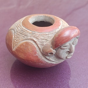 Valdivia Culture Vessel Figurine, Handmade Clay Pre-columbian Figure ...