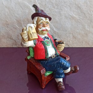 1960 Figurine Mustache Man Drinking Beer, Vintage Porcelain Figurine ...