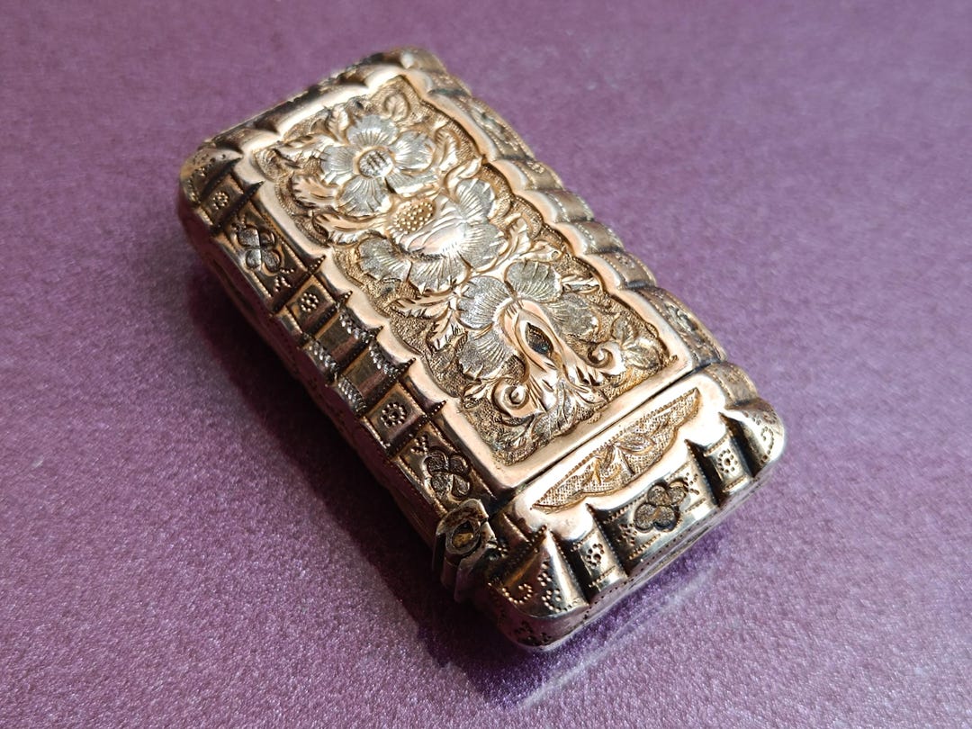 19th Silver Match Box, Antique Match Box, Antique Sterling Silver Match ...