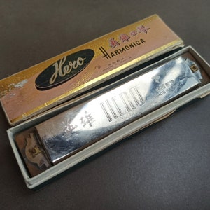 Harmonica HERO, Vintage Harmonica in Original Box, Blessing Harmonica, Made in China, Antique ...